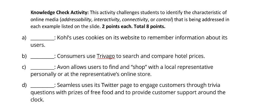 Knowledge Check Activity: This activity challenges | Chegg.com