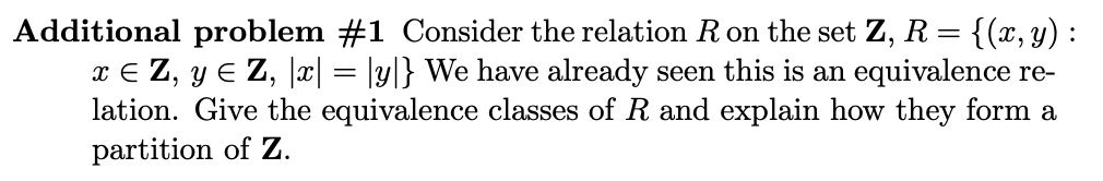 Solved Additional problem \#1 Consider the relation R on the | Chegg.com