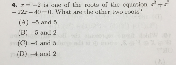 Solved x = - 2 is one of the roots of the equation x^3 + x^2 | Chegg.com