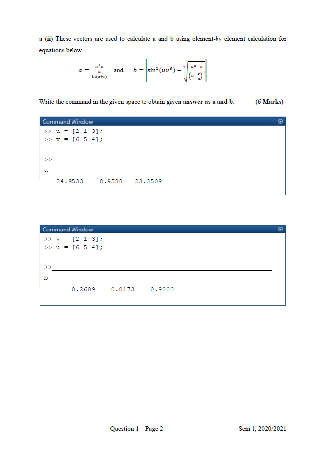 Solved a (ii) These vectors are used to calculate a and b | Chegg.com