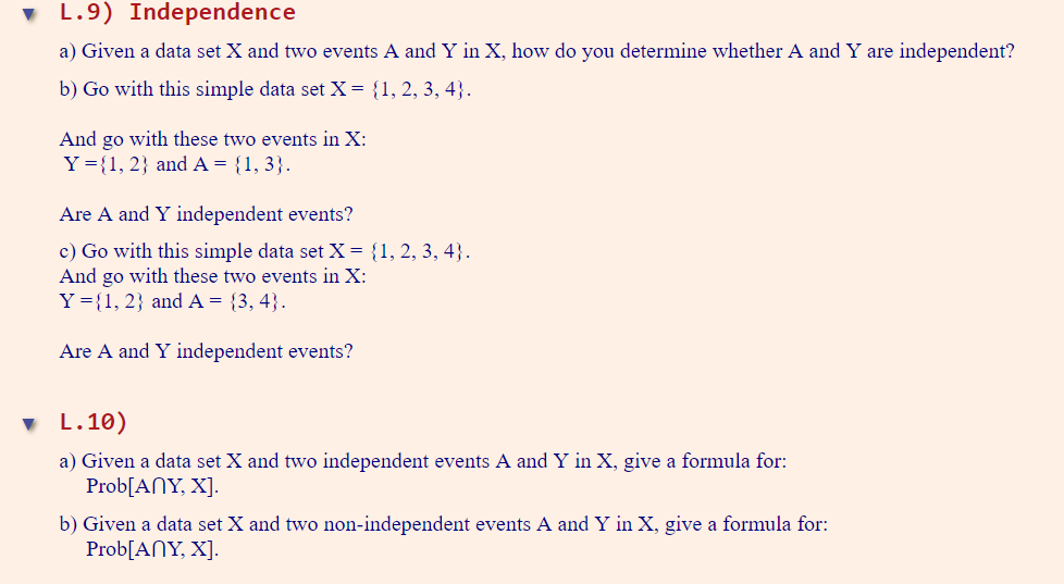 Solved L.9) Independence a) Given a data set X and two | Chegg.com
