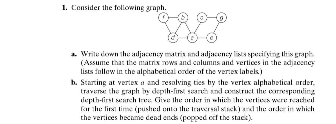 Solved 1. Consider the following graph. a. Write down the | Chegg.com