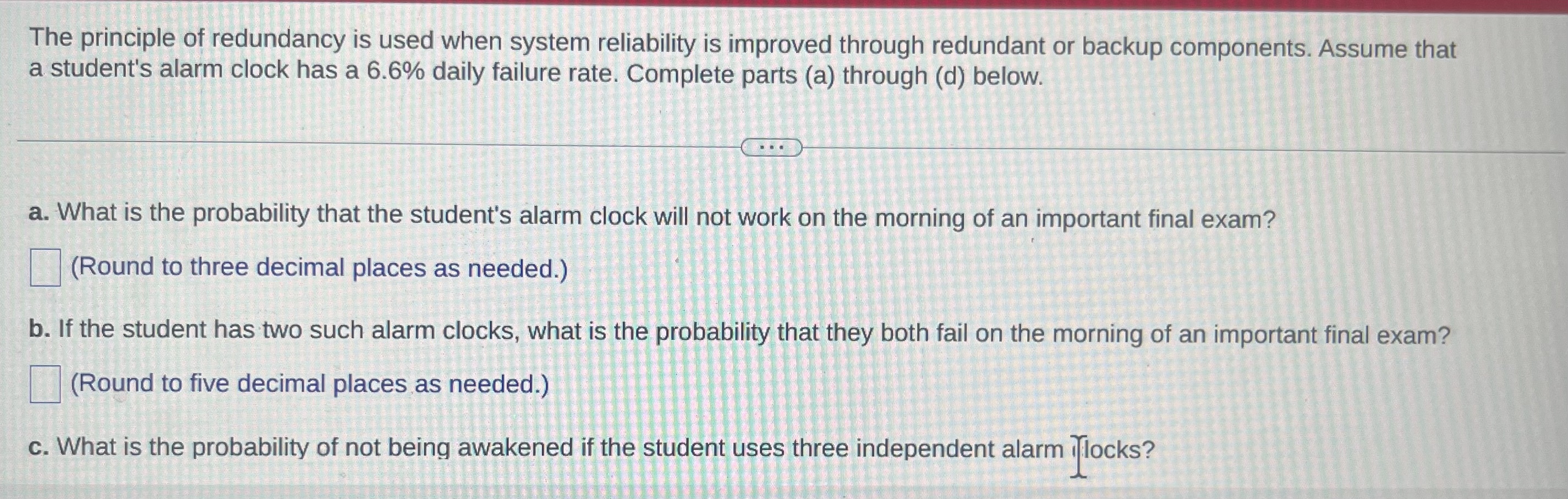 Solved The principle of redundancy is used when system | Chegg.com