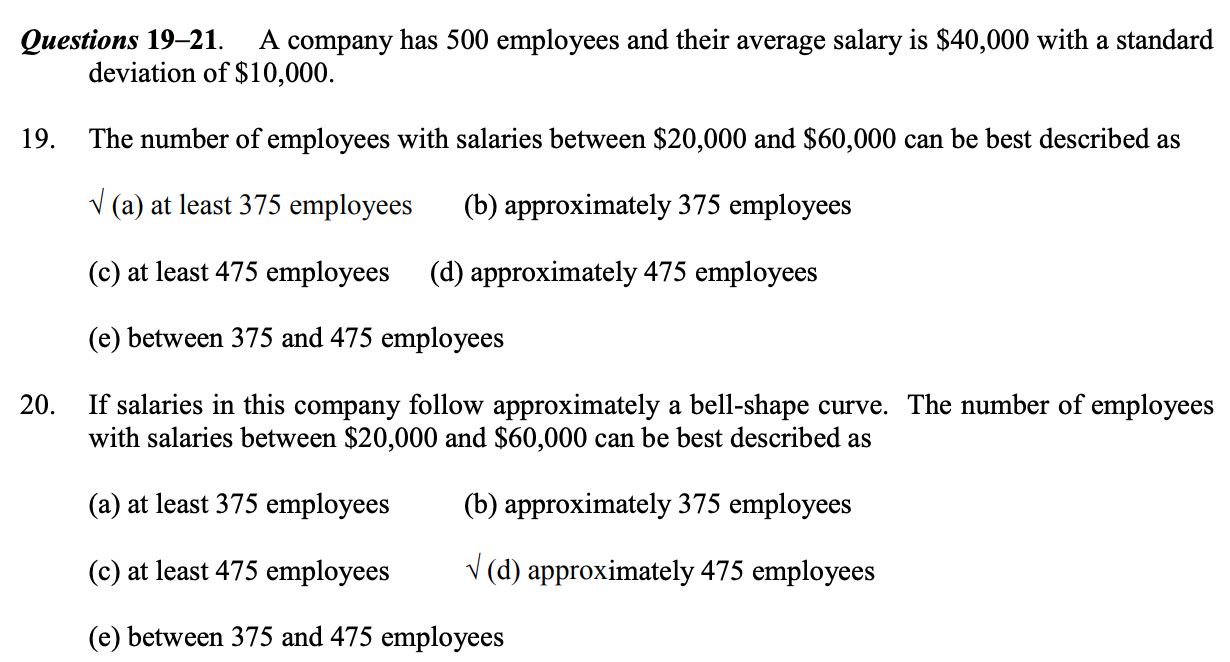 Solved Questions 19–21. A company has 500 employees and | Chegg.com