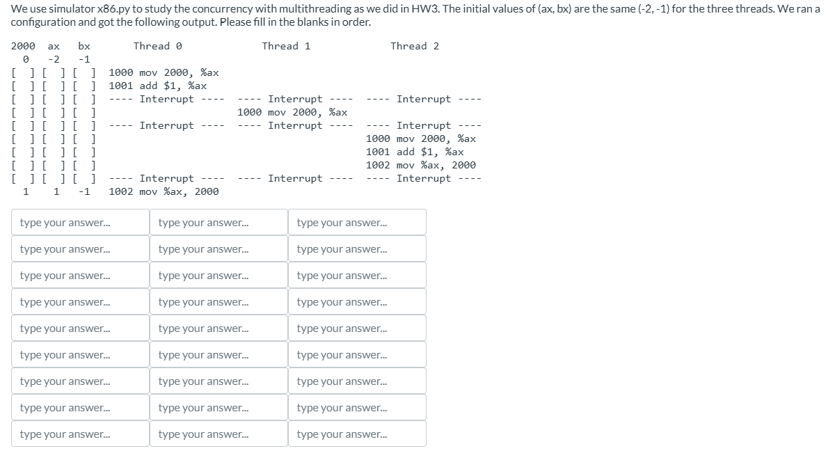 Solved We use simulator x86.py to study the concurrency with | Chegg.com