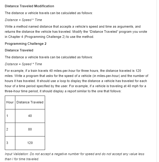Solved Distance Traveled Modification The distance a vehicle | Chegg.com
