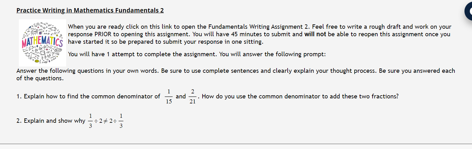Solved Practice Writing in Mathematics Fundamentals 2 When | Chegg.com