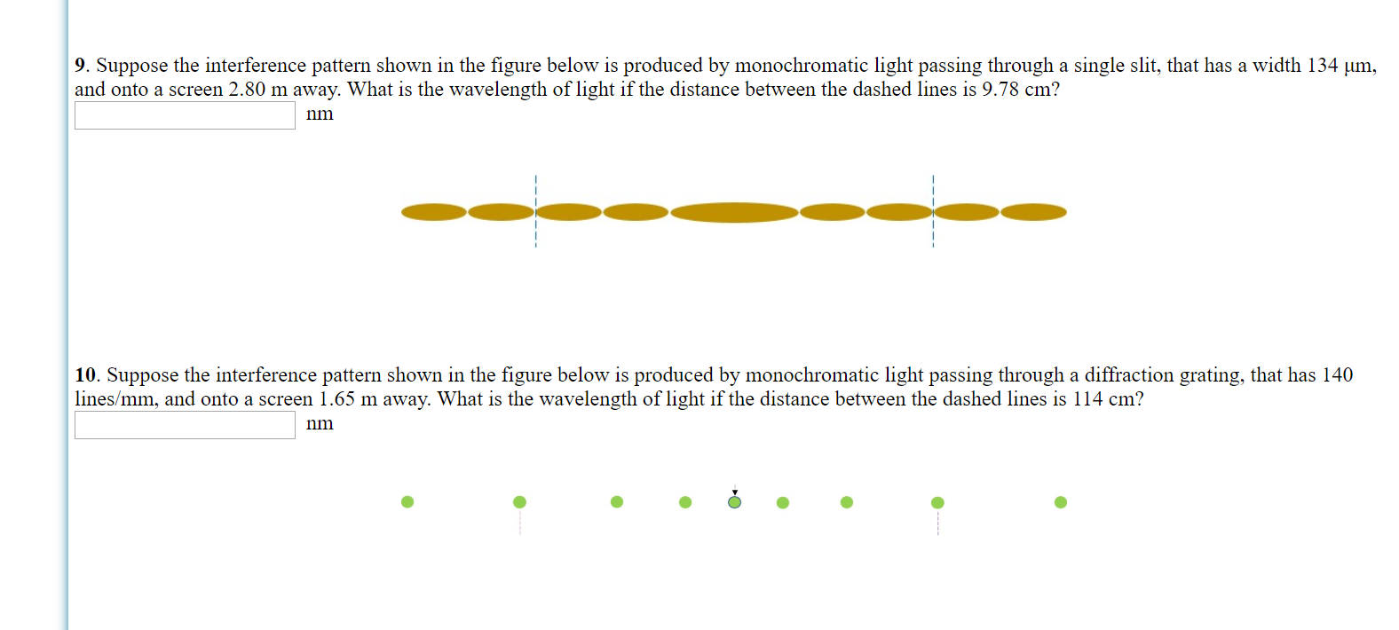 Solved 9. Suppose the interference pattern shown in the | Chegg.com