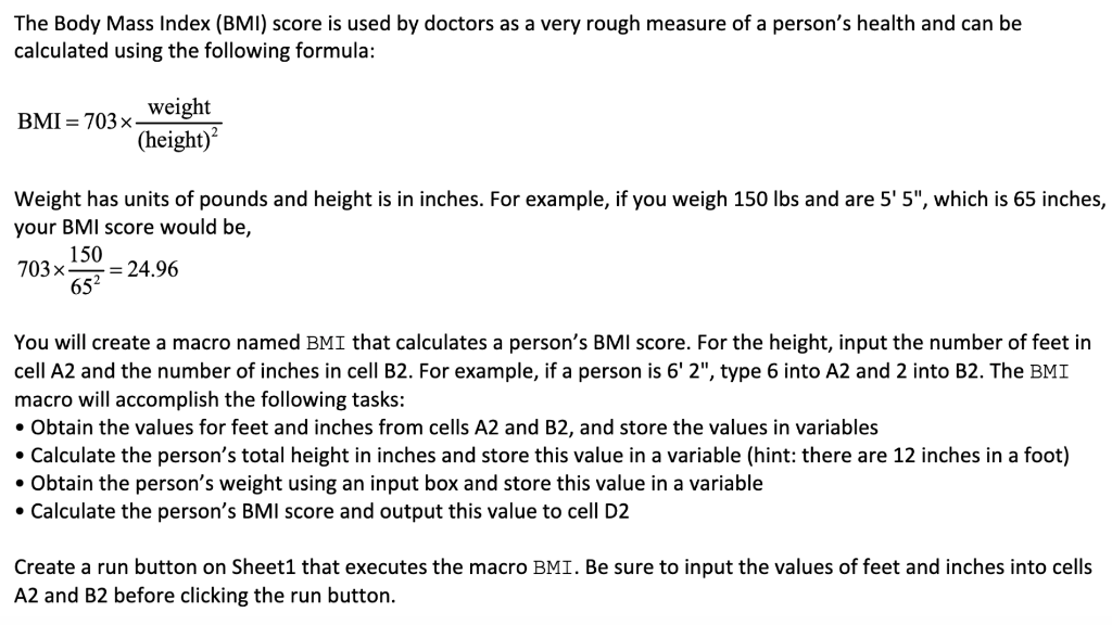 Solved The Body Mass Index (BMI) score is used by doctors as | Chegg.com