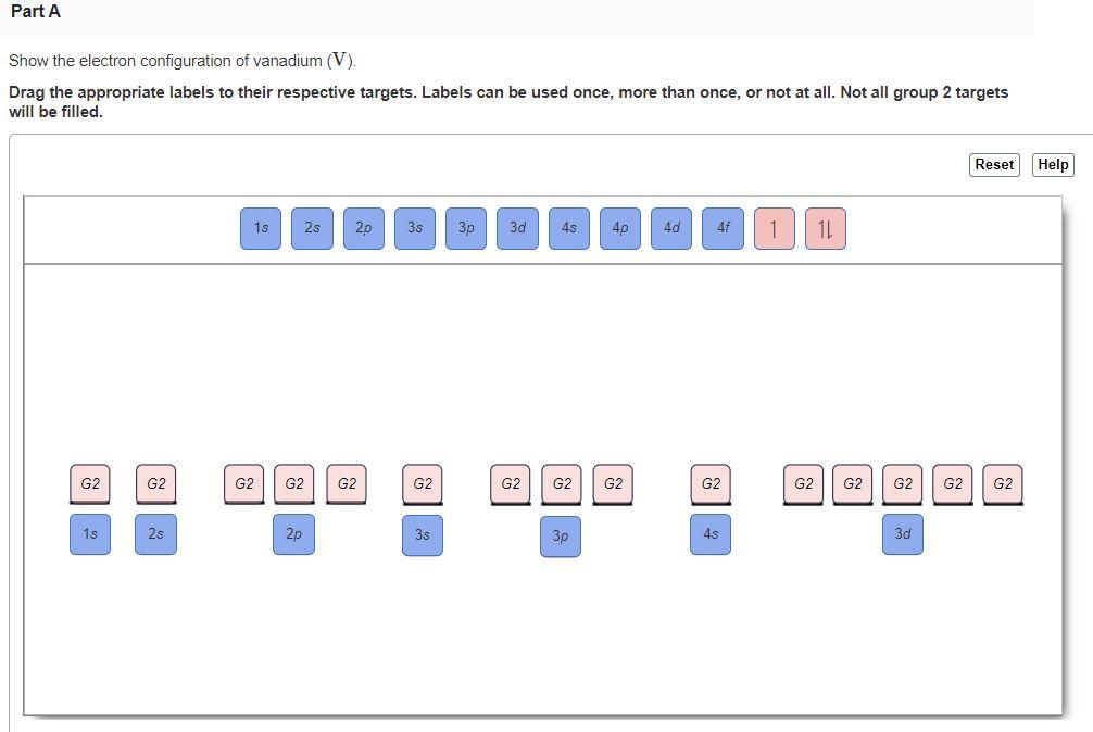 Solved Part A Show the electron configuration of vanadium | Chegg.com