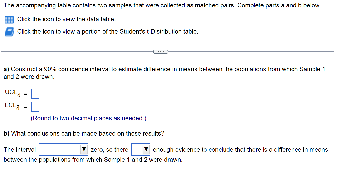 Solved The accompanying table contains two samples that were | Chegg.com