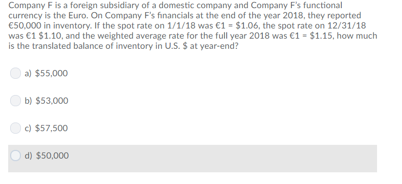 Solved Company F is a foreign subsidiary of a domestic | Chegg.com