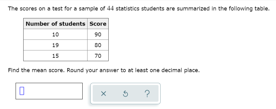 Solved The scores on a test for a sample of 44 statistics | Chegg.com