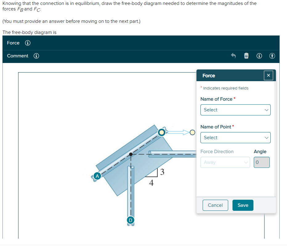 Solved Knowing that the connection is in equilibrium, draw | Chegg.com