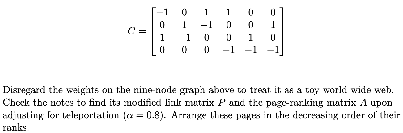 Solved C=⎣⎡−101001−101−100100−1001−1010−1⎦⎤ Disregard the | Chegg.com