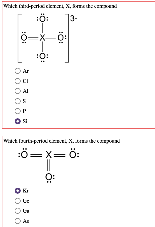 Solved Which third-period element, X, forms the compound 3- | Chegg.com