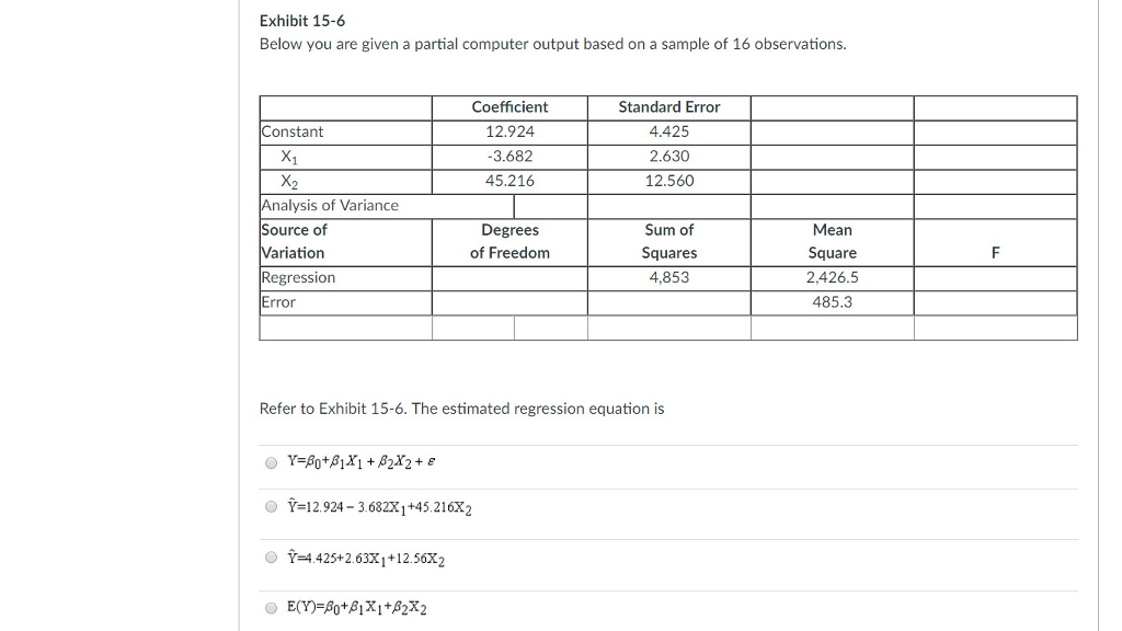 Solved Exhibit 15-6 Below you are given a partial computer | Chegg.com