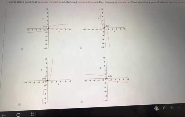 Solved Sketch a graph that is always increasing but starts | Chegg.com