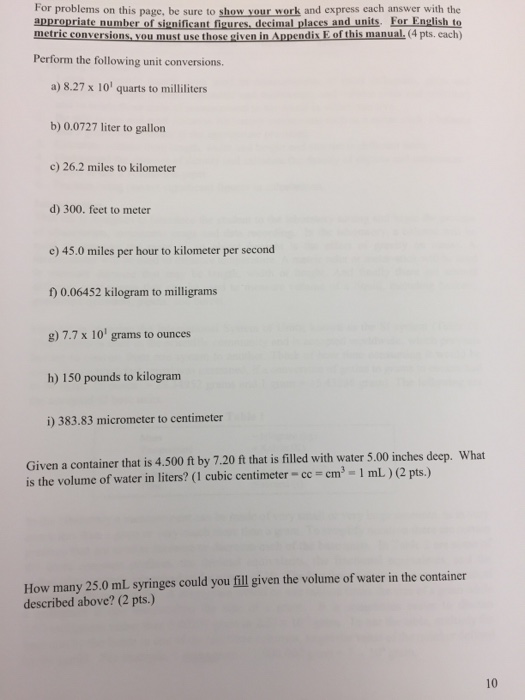 Solved Perform the following unit conversions. a) 8.27 times | Chegg.com