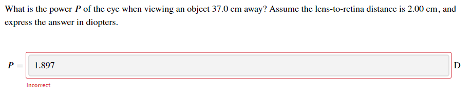 Solved What is the power of the eye when viewing an object | Chegg.com