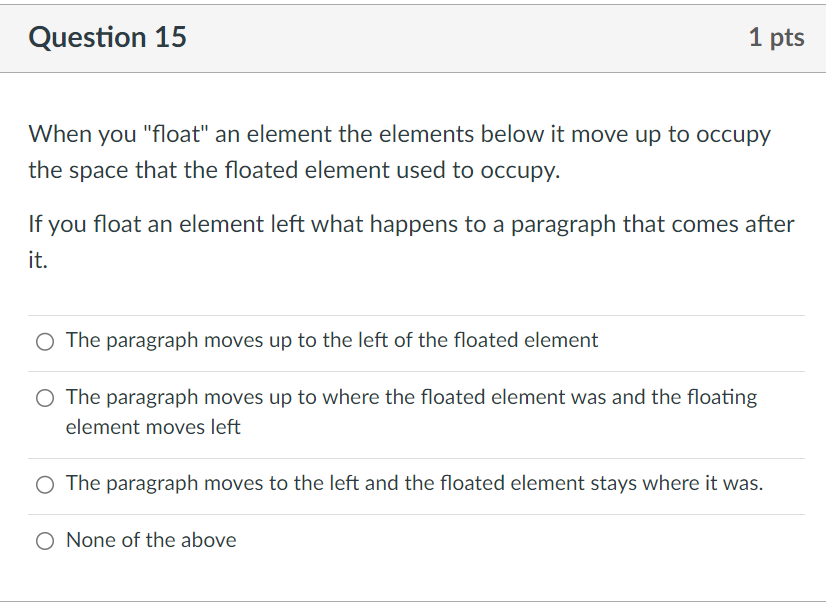 Solved When You Float An Element The Elements Below It 0949