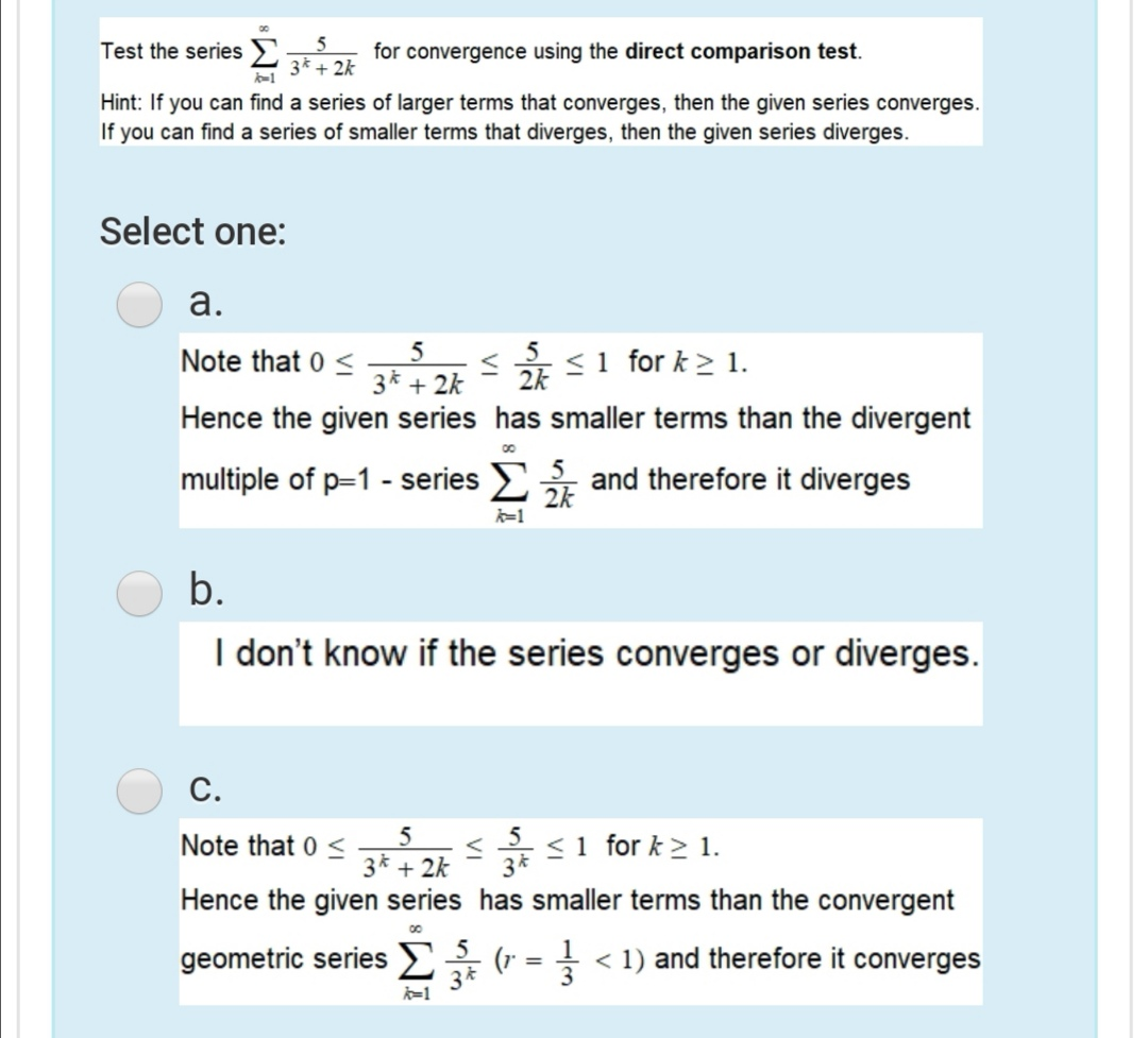 Solved Test the series for convergence using the direct | Chegg.com