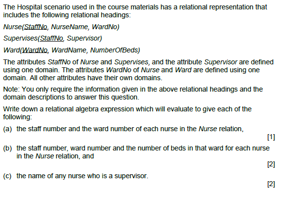 Solved The Hospital scenario used in the course materials | Chegg.com