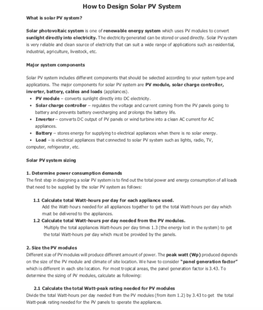 Solved How to Design Solar PV System What is solar PV | Chegg.com