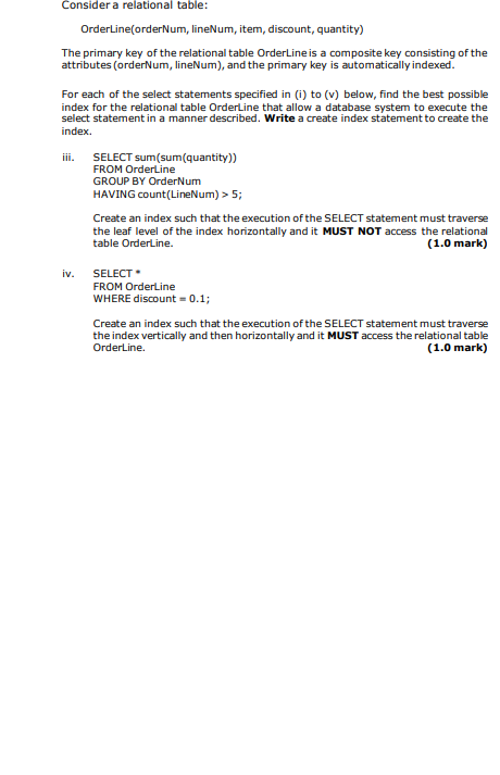 Solved Consider a relational table: OrderLine(orderNum, | Chegg.com