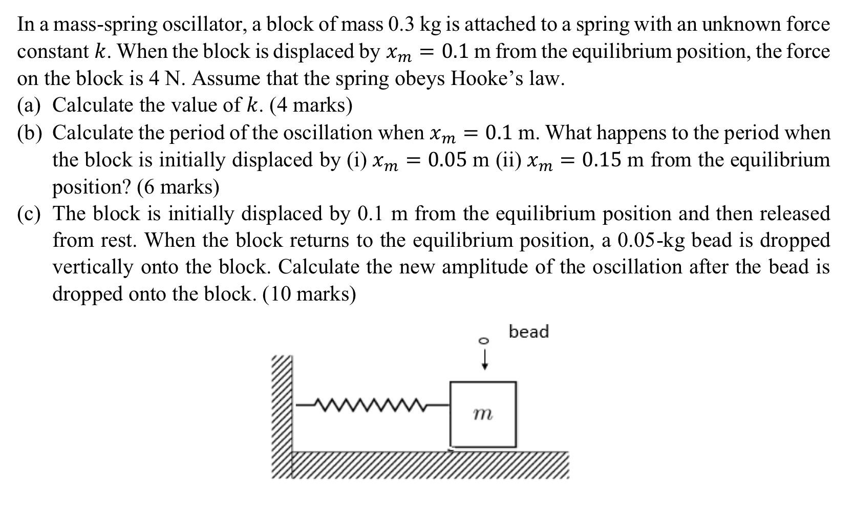Solved In a mass-spring oscillator, a block of mass 0.3 kg | Chegg.com
