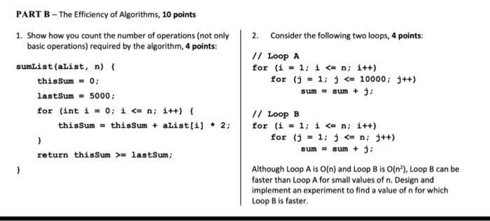 Solved PART B The Efficiency of Algorithms, 10 points 1. | Chegg.com