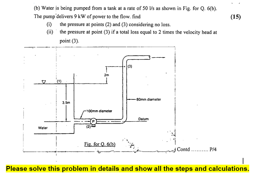 Solved B ﻿water Is Being Pumped From A Tank At A Rate Of