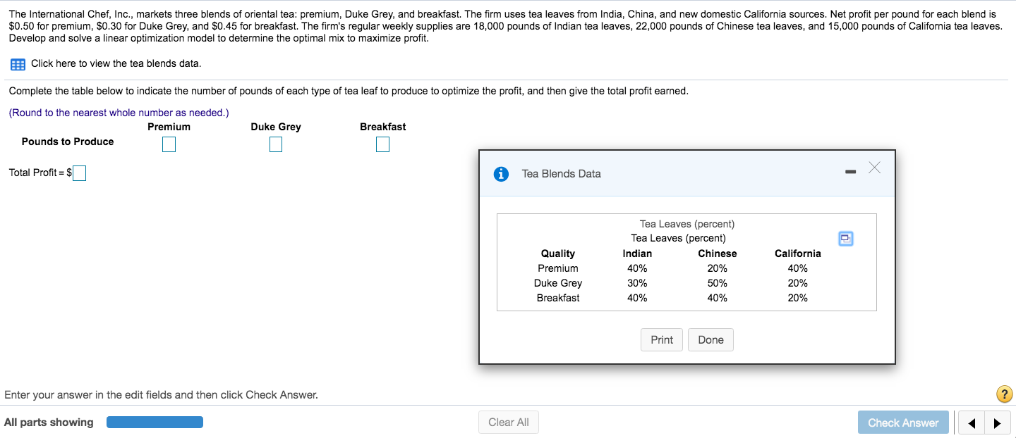 Develop and solve a linear optimization model to | Chegg.com