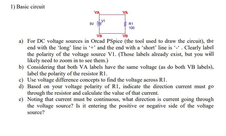 Solved 1) Basic circuit a) For DC voltage sources in Orcad | Chegg.com