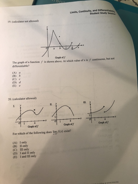 Solved Limits, Continuity, and Different student Study | Chegg.com