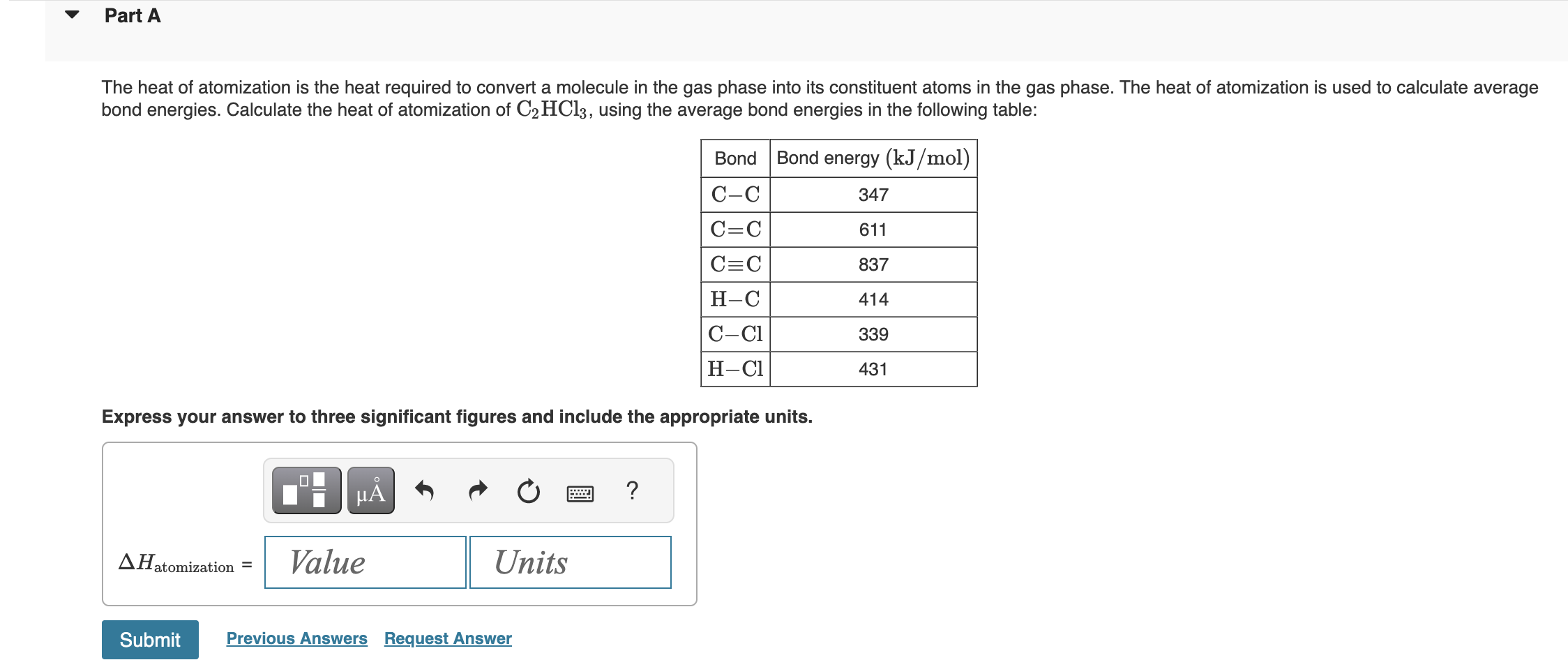 Solved The heat of atomization is the heat required to | Chegg.com