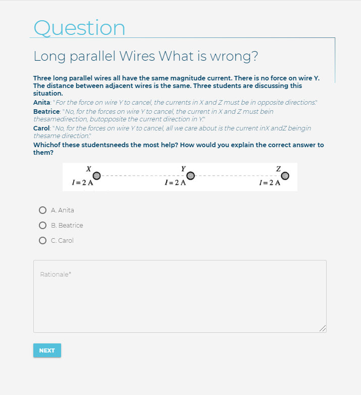 Solved Question Long parallel Wires What is wrong? Three | Chegg.com