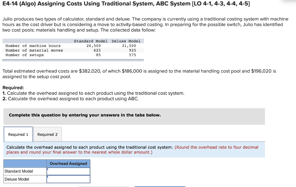 Solved E4-14 (Algo) Assigning Costs Using Traditional | Chegg.com