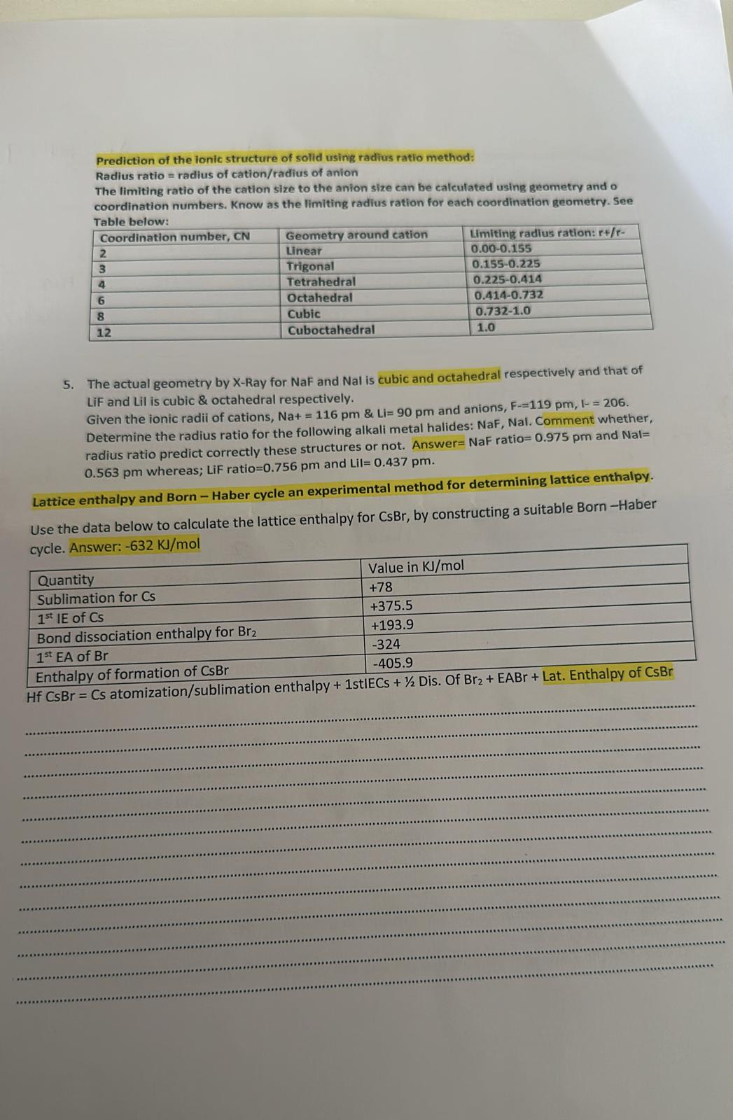 Solved Prediction of the ionic structure of solid using | Chegg.com