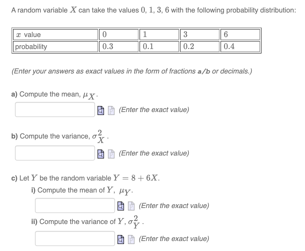 Solved A random variable XX can take the values 00, 11, 33, | Chegg.com