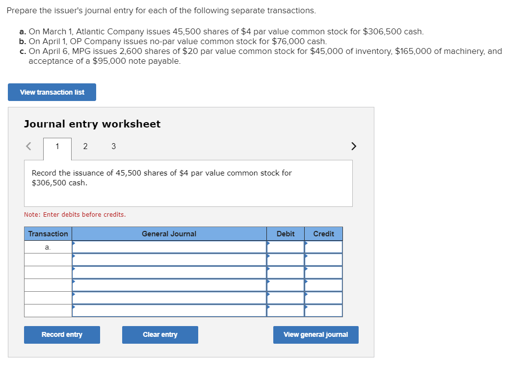 Solved Journal entry worksheet 1 Record the issuance of | Chegg.com