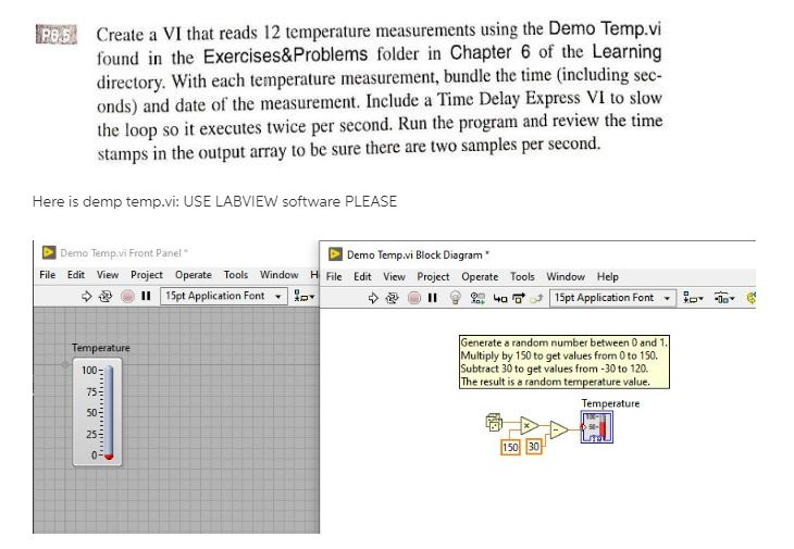 P8.5 Create a VI that reads 12 temperature | Chegg.com