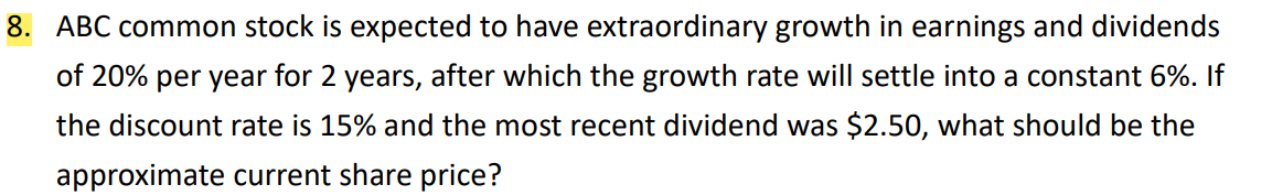 Solved ABC common stock is expected to have extraordinary | Chegg.com