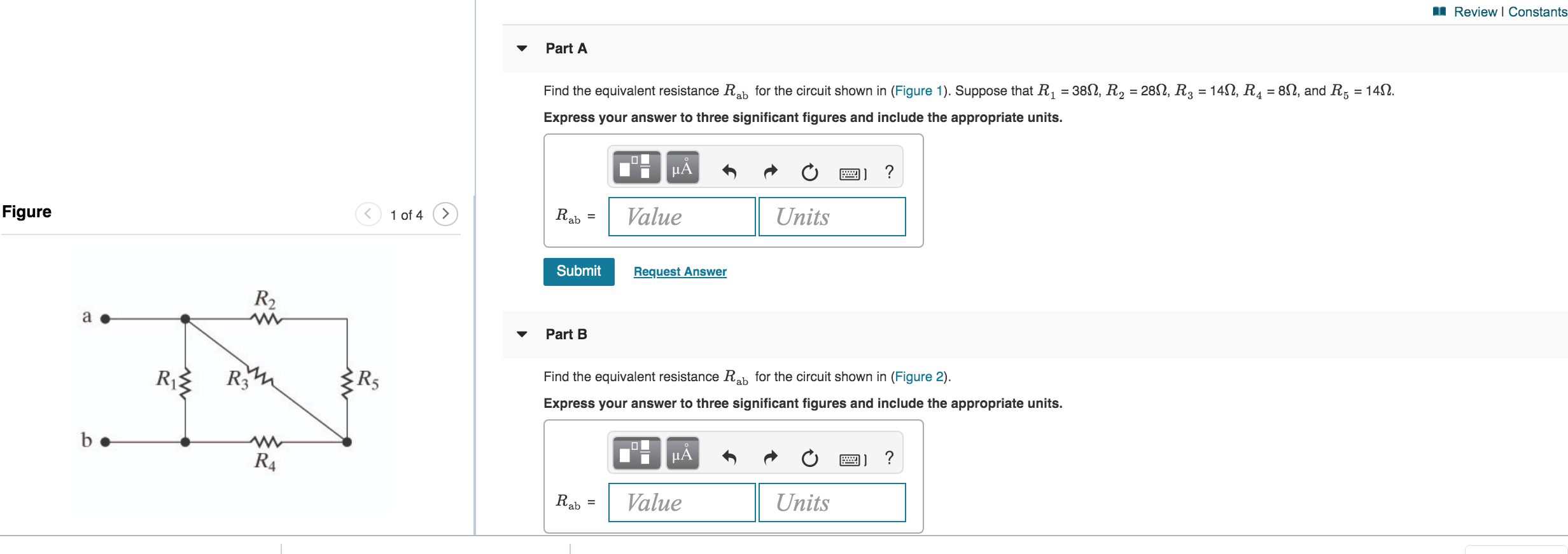Solved Review Constants Part A Find the equivalent | Chegg.com