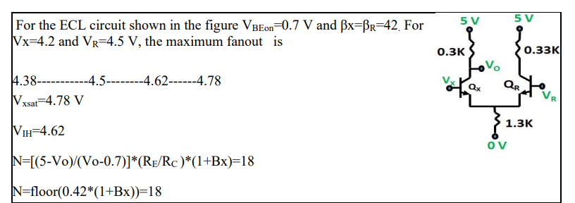 Solved 5 V 5 V For the ECL circuit shown in the figure | Chegg.com