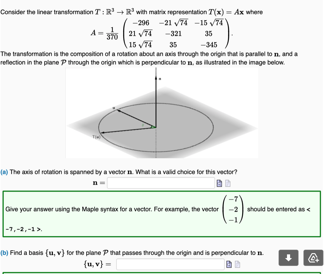 Solved Consider the linear transformation T : R3 → R3 with | Chegg.com