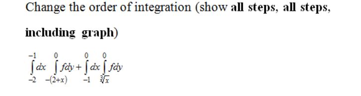 Solved Change the order of integration (show all steps, all | Chegg.com