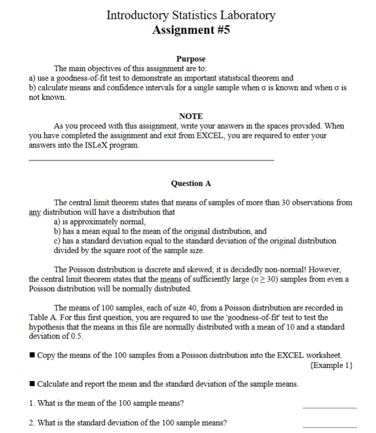 Solved Introductory Statistics Laboratory Assignment 5 