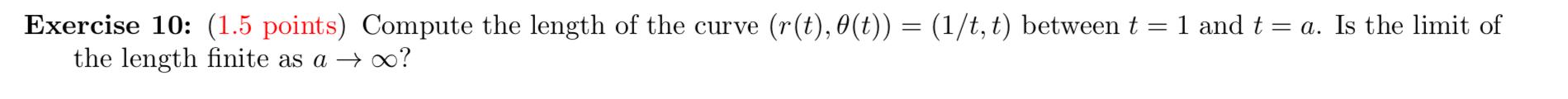 Solved Exercise 10: (1.5 points) Compute the length of the | Chegg.com