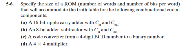 -6. Specify the size of a ROM (number of words and | Chegg.com